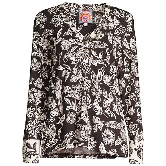 Johnny Was | Tops | Nwt Johnny Was Noah Henley Top Black White Shell Button Front Womans Sz M ...